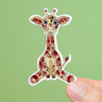 Durable, vinyl, die-cut, Smiling Baby Giraffe Sticker – Ollie's