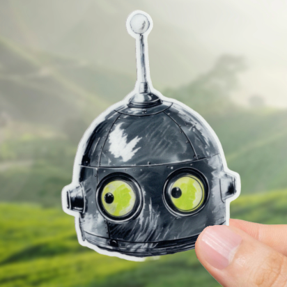 Durable, vinyl, die-cut, Robot Head Sticker – Ollie's
